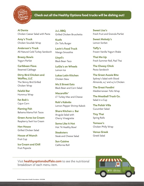 Healthy Options menu item offered at all the food trucks during Food ...