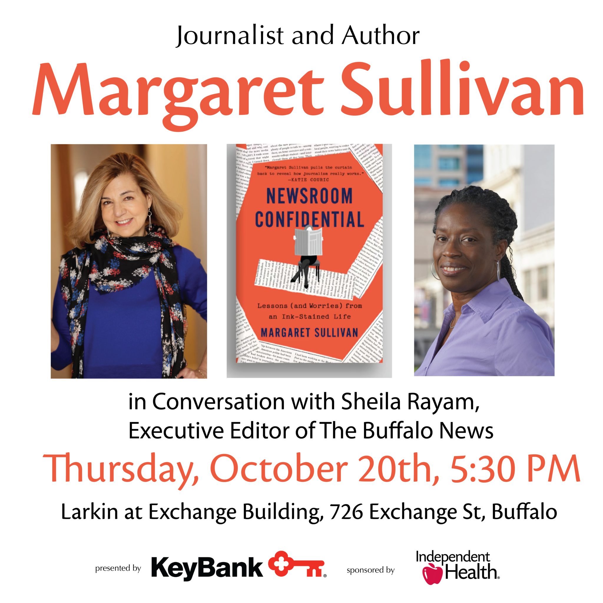 Margaret Sullivan Author Talk October 20th at 5:30 PM - Larkin Square