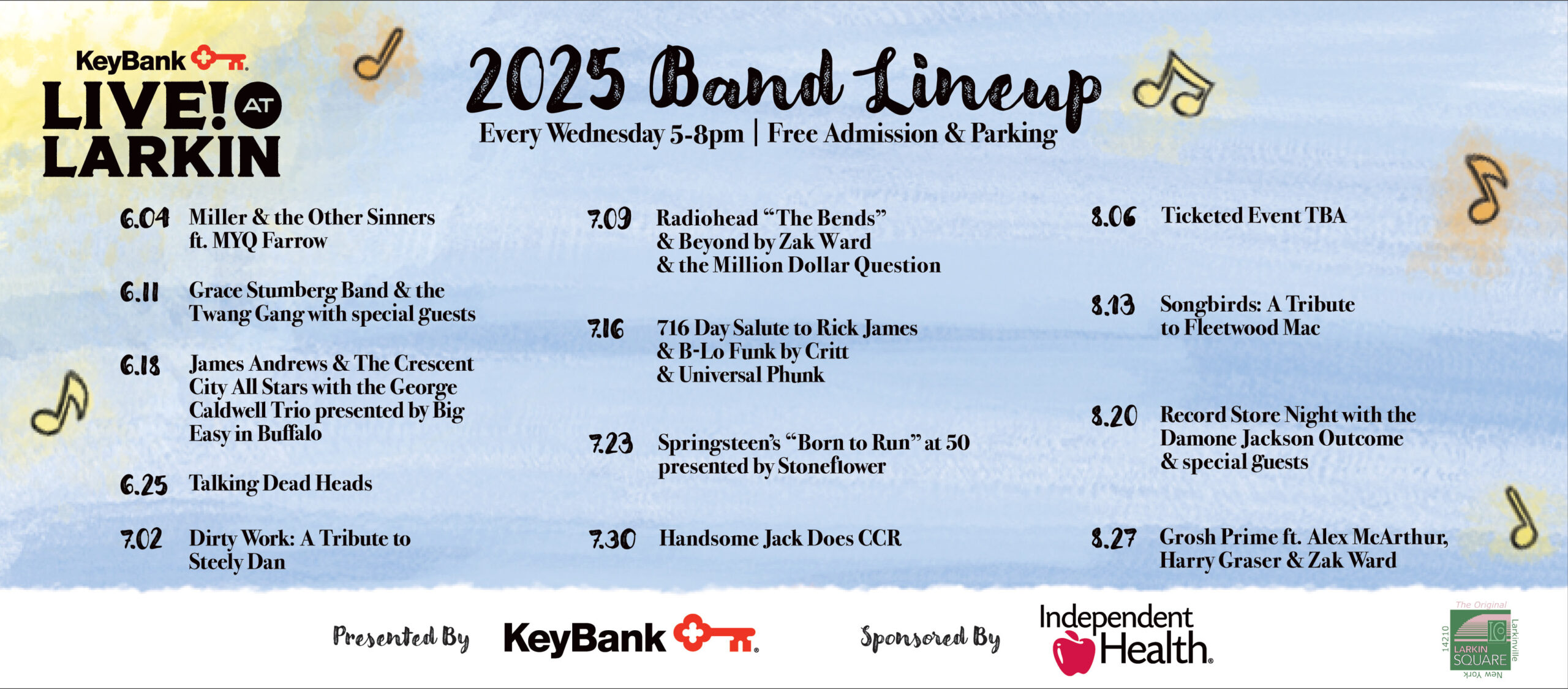 KeyBank Live at Larkin 2025 Season Band lineup - Larkin Square
