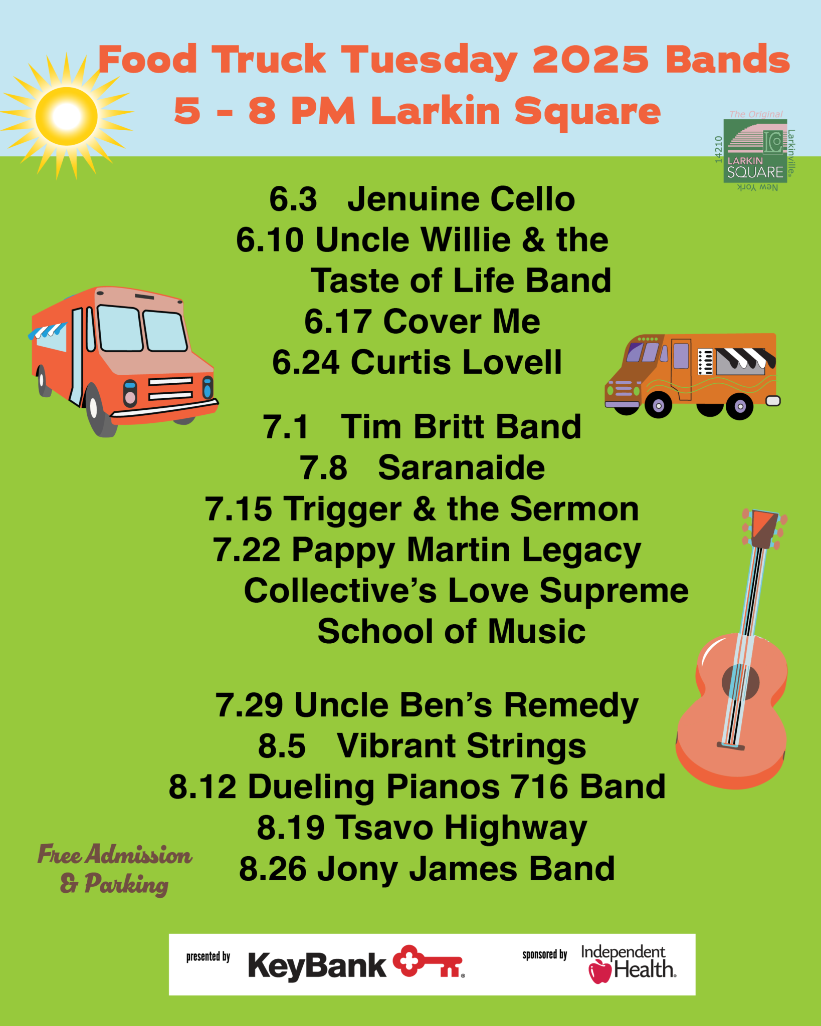 Food Truck Tuesday Season kicks off on June 3rd, 2025 - Larkin Square